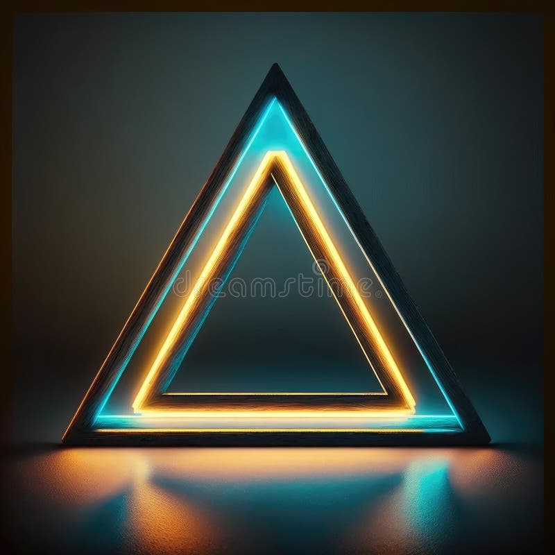 Abstract Art in Neon Spotlight in Triangle Frame Isolated on Black ...