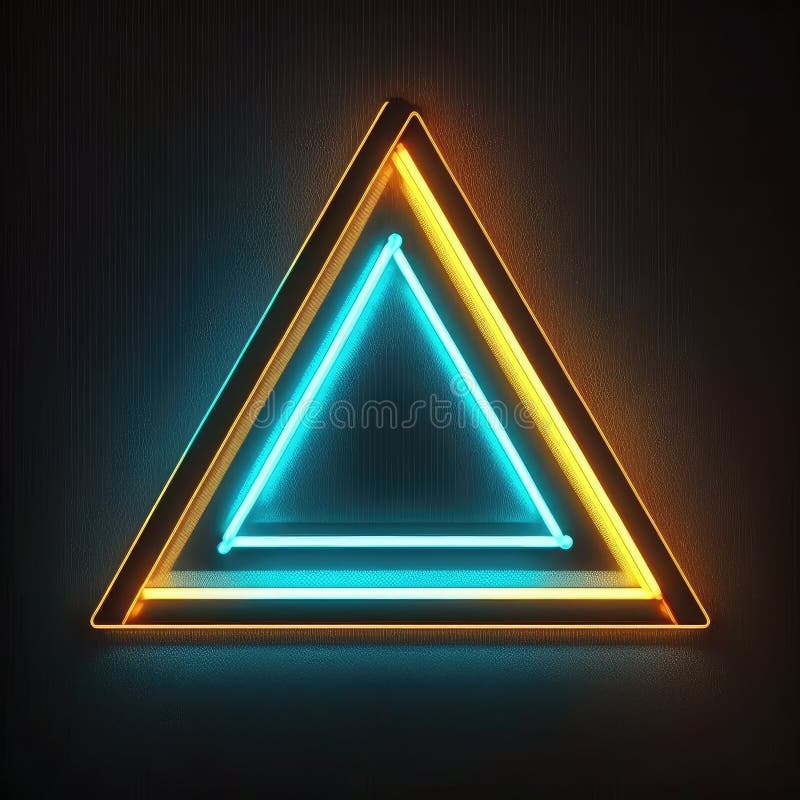 Abstract Art in Neon Spotlight in Triangle Frame Isolated on Black ...
