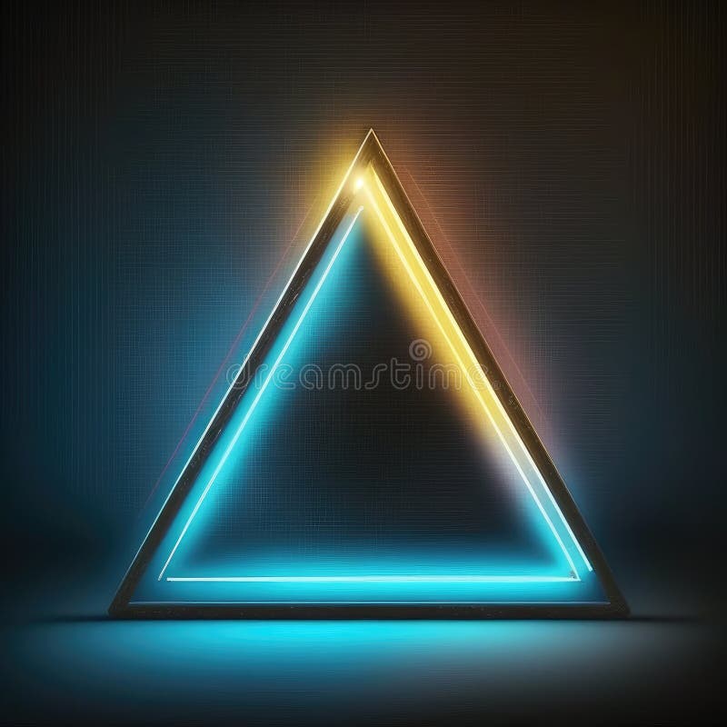 Abstract Art in Neon Spotlight in Triangle Frame Isolated on Black ...