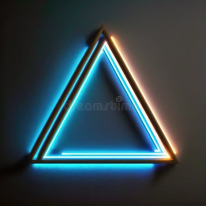 Abstract Art in Neon Spotlight in Triangle Frame Isolated on Black ...
