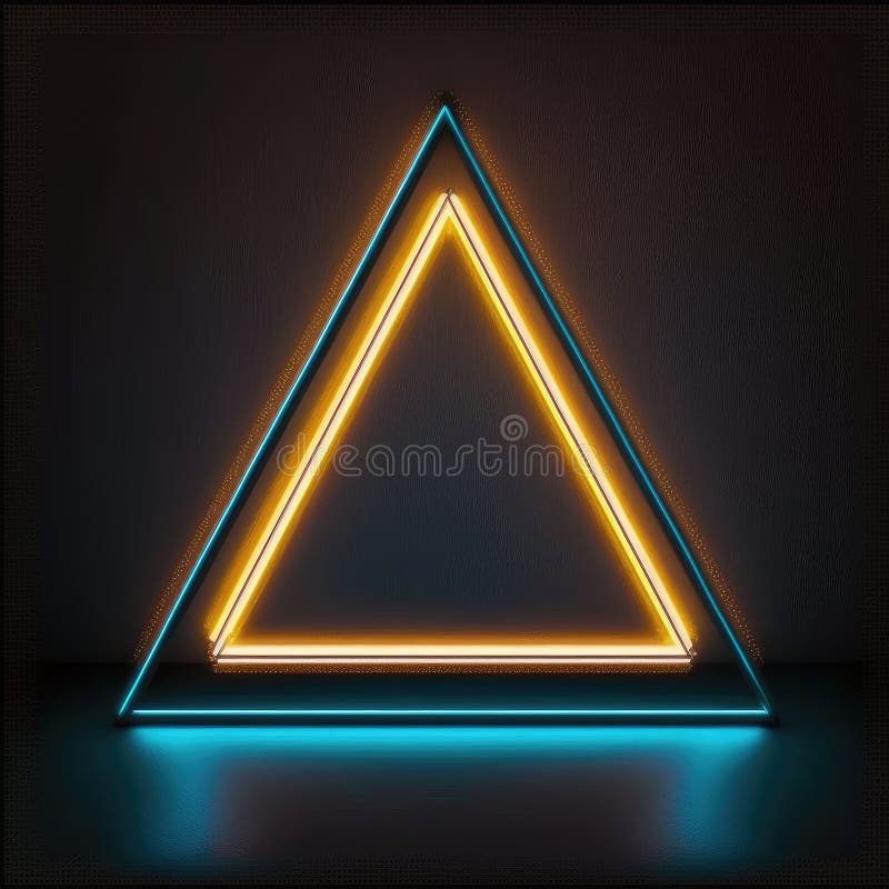 Abstract Art in Neon Spotlight in Triangle Frame Isolated on Black ...