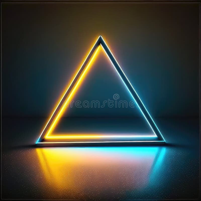 Abstract Art in Neon Spotlight in Triangle Frame Isolated on Black ...