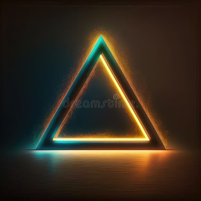 Abstract Art in Neon Spotlight in Triangle Frame Isolated on Black ...
