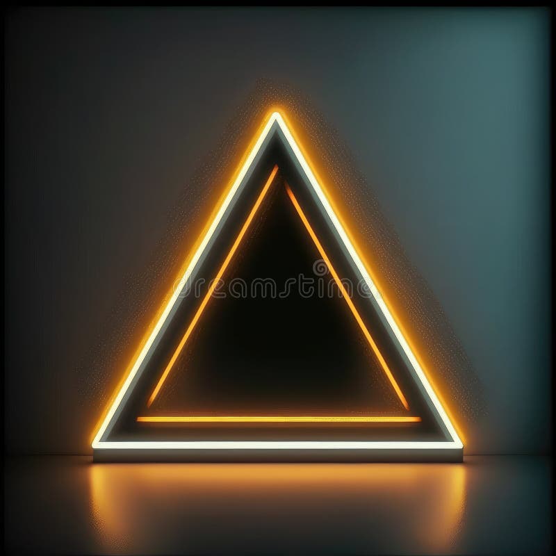 Abstract Art in Neon Spotlight in Triangle Frame Isolated on Black ...