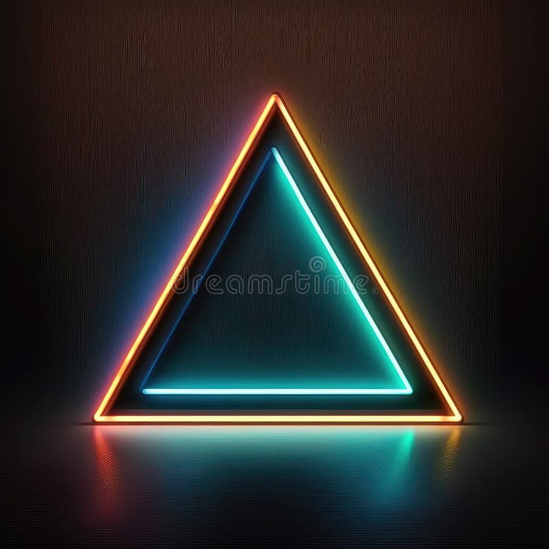 Abstract Art in Neon Spotlight in Triangle Frame Isolated on Black ...