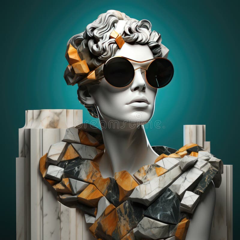 Abstract Art Nouveau Collage with Marble Goddess Aphrodite Stock ...