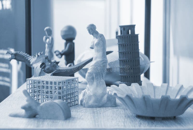 Abstract Art Objects Prototype Models Printed 3D Printer from Polyamide ...