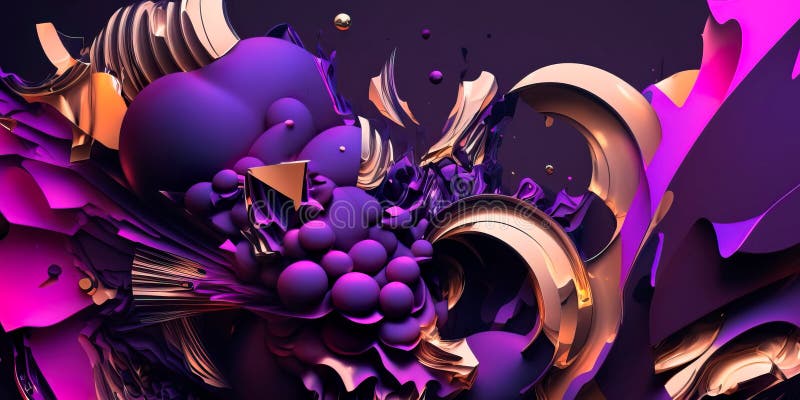 Abstract Art with Overlapping Shapes and Patterns in Shades of Purple ...