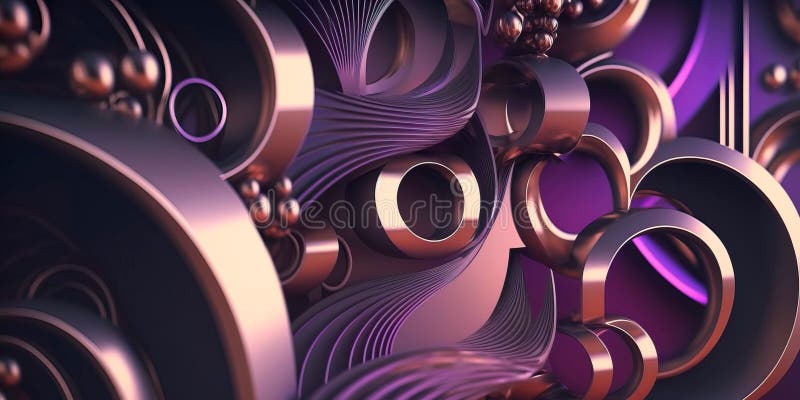 Abstract Art with Overlapping Shapes and Patterns in Shades of Purple ...