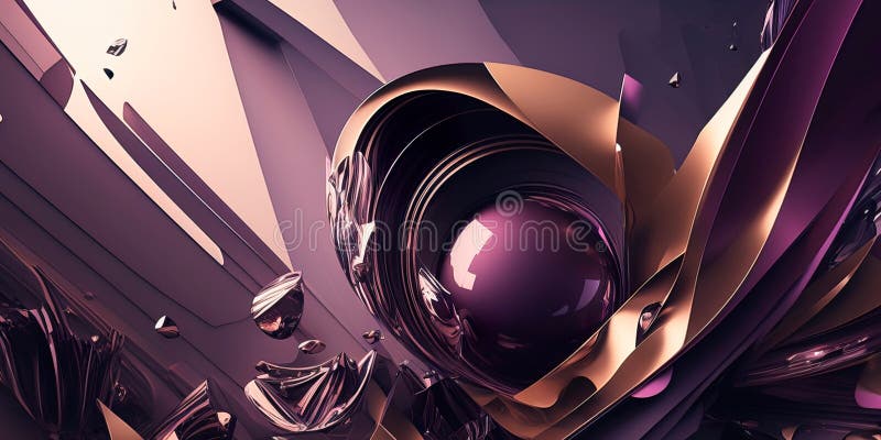 Abstract Art with Overlapping Shapes and Patterns in Shades of Purple ...