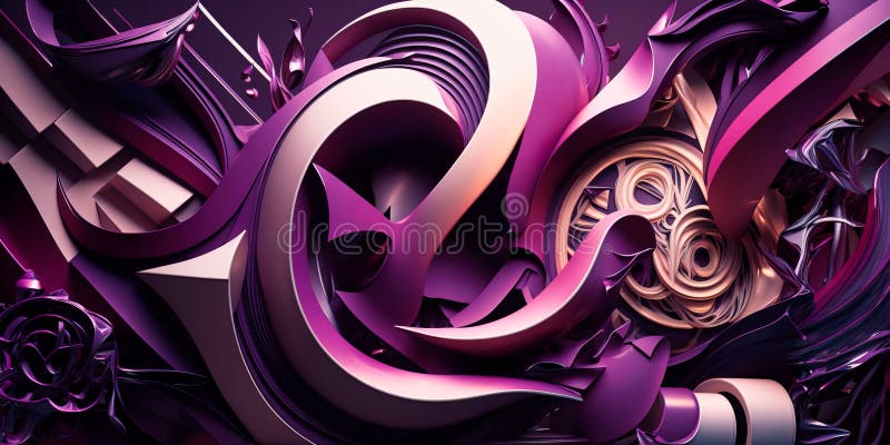 Abstract Art with Overlapping Shapes and Patterns in Shades of Purple ...