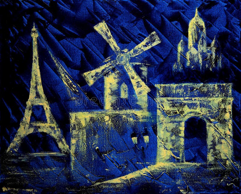 Abstract Art Painting of Paris Stock Image - Image of night, concept ...