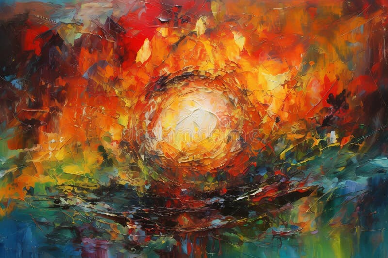 Abstract Art - Painting with the Sun As the Main Object - Generative AI ...