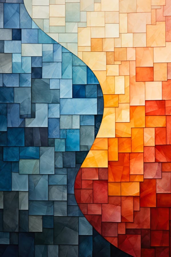 Abstract Art - Painting with Warm and Cold Colors Stock Illustration ...