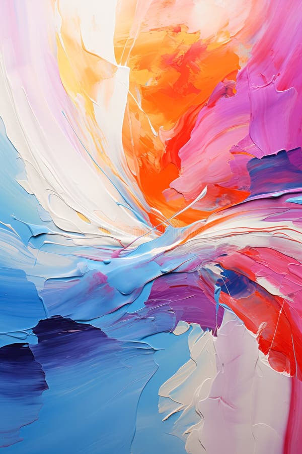 Abstract Art - Painting with Warm and Cold Colors Stock Illustration ...