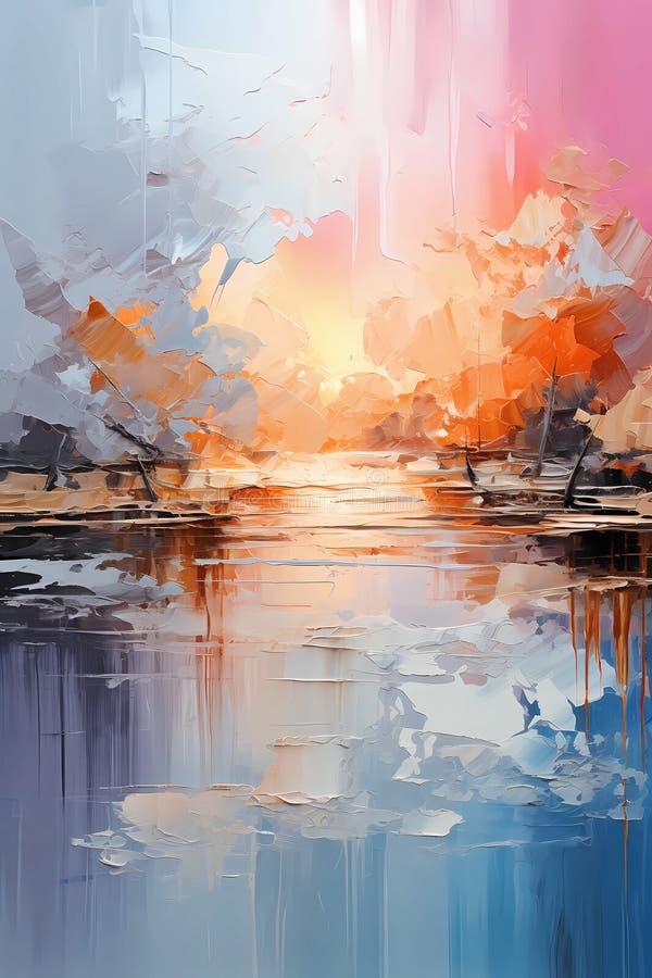 Abstract Art - Painting with Warm Colors Stock Illustration ...