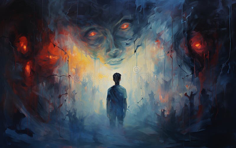 Abstract Art: People with Shadow Demon" Generative AI Stock ...