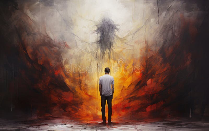 Abstract Art: People with Shadow Demon" Generative AI Stock ...