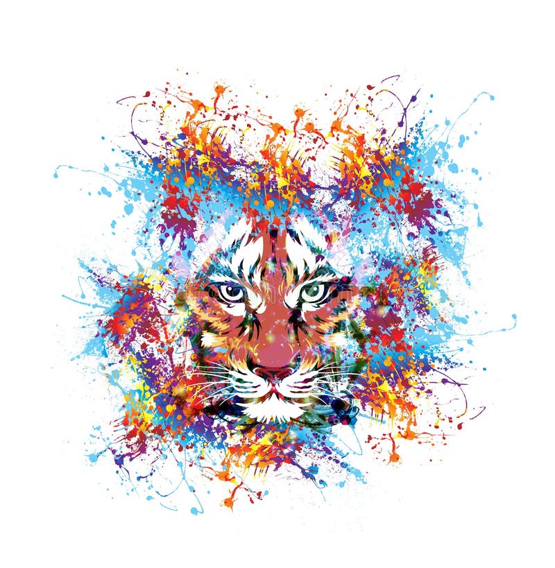 Abstract Art Picture with Tiger Stock Illustration - Illustration of ...
