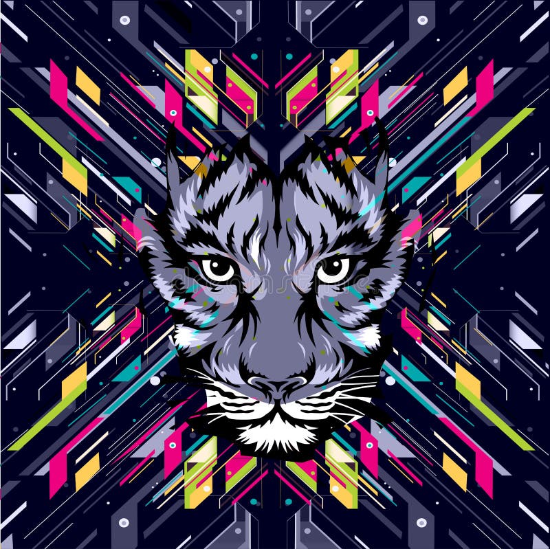 Abstract Art Picture with Tiger Stock Illustration - Illustration of ...