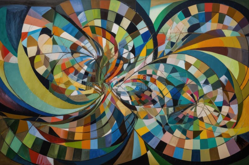 Abstract Art Piece with Circular, Rotating Patterns of Different Colors ...