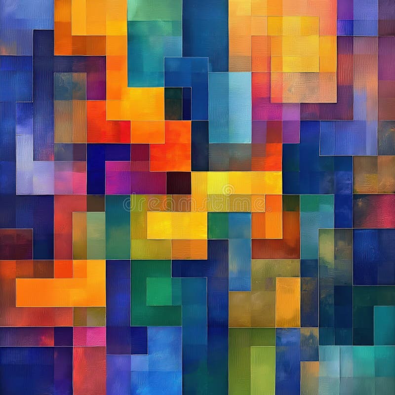 Abstract Art Piece Colorful Geometric Shapes. Bright Colors Vivid Style ...