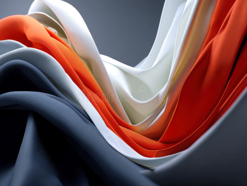 Abstract Art Piece of Flowing Fabrics in Blue, Gray, and White Soft ...