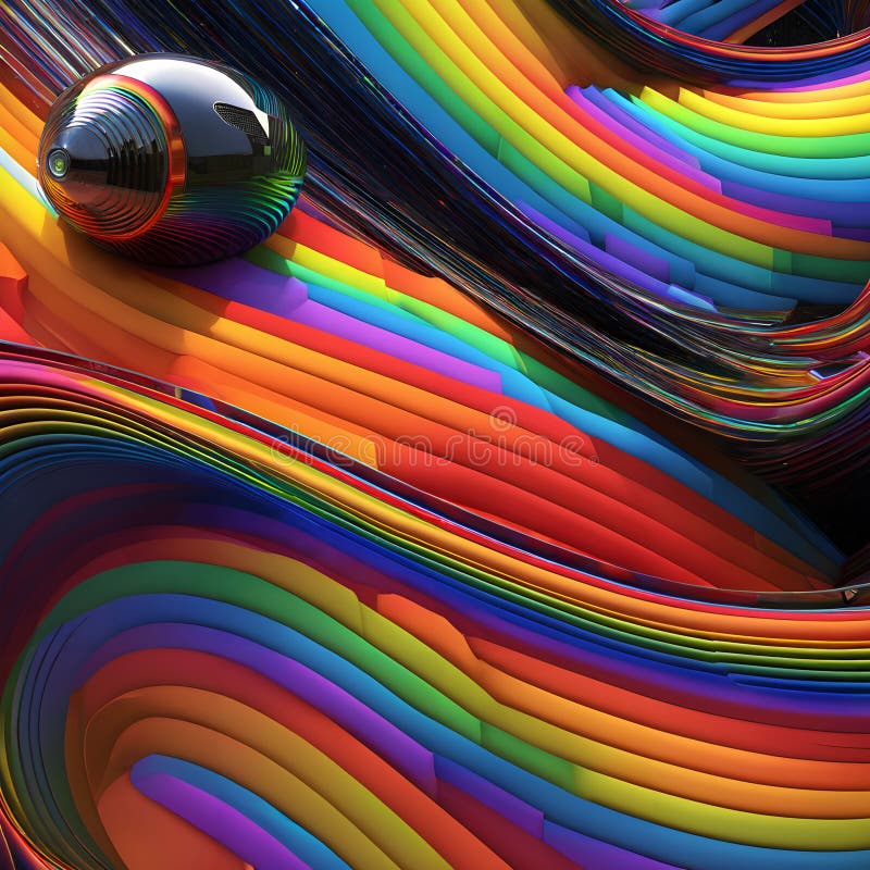 An Abstract Art Piece with a Polished Sphere and a Rainbow. Stock Photo ...
