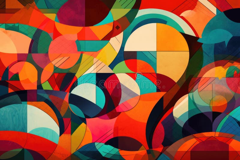 Abstract Art Piece, with Repeating Patterns and Shapes in Vibrant ...