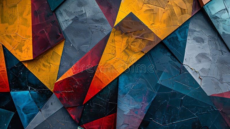 Abstract Art with Polygonal Shapes in Contrasting Colors on a Textured ...