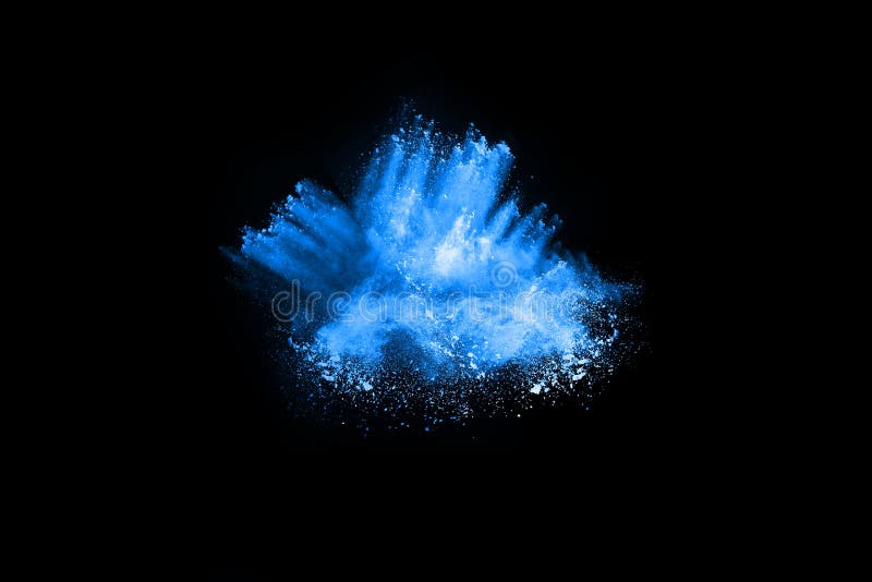 Blue Powder Explosion On Black Background. Stock Photo - Image of black ...