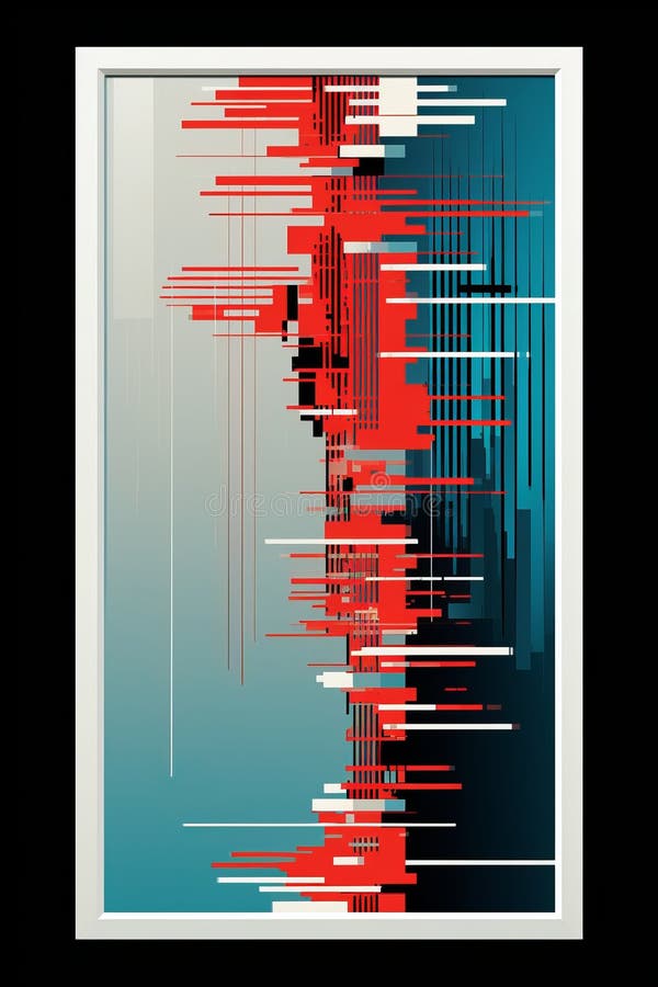 An Abstract Art Print with Red Blue and White Lines Stock Illustration ...