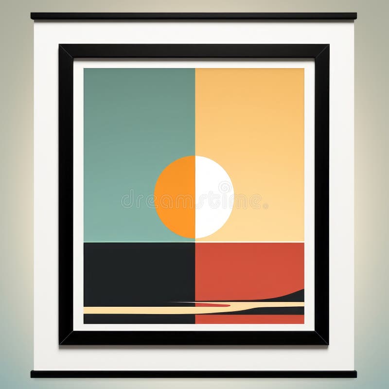 An Abstract Art Print of the Sun Rising Over the Ocean Stock ...