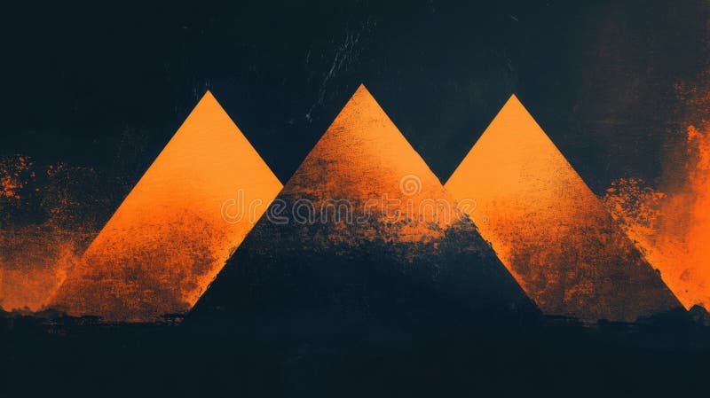 Abstract Art of Pyramids in an Orange and Black Color Scheme Stock ...
