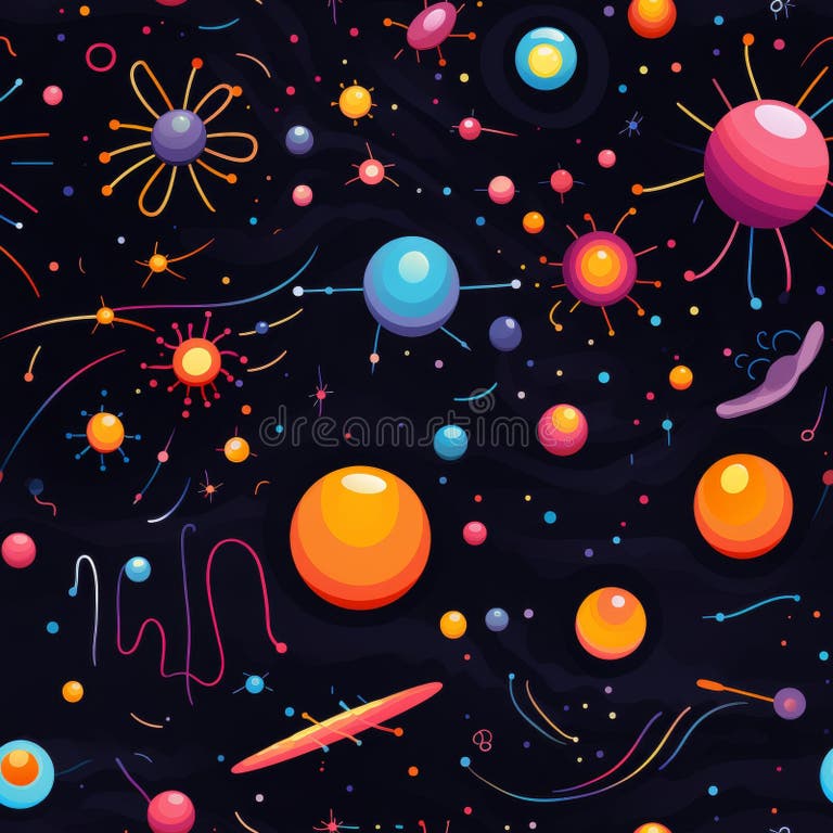 Abstract Art of Quantum Particles Including Electrons, Protons, and ...