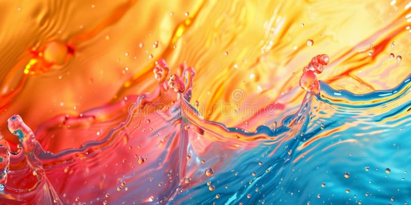 Abstract Art of a Rainbow Water Splash and Bubbles, Creative and ...