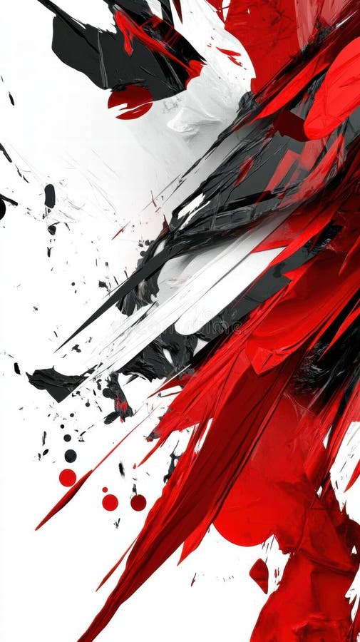 Abstract Art, Red, Black, and White Swirls Stock Illustration ...