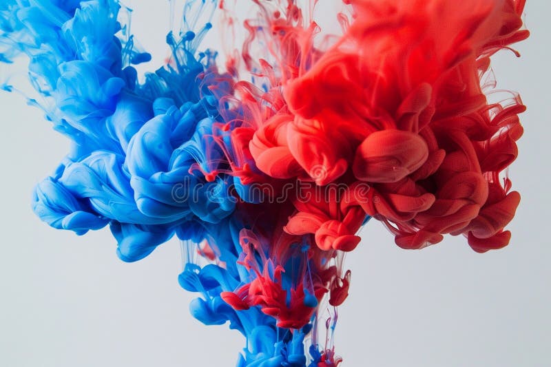 Abstract Art with Red and Blue Ink Stock Illustration - Illustration of ...