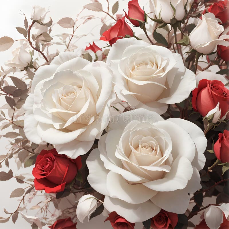 Abstract Artwork of Red and White Roses Stock Illustration ...
