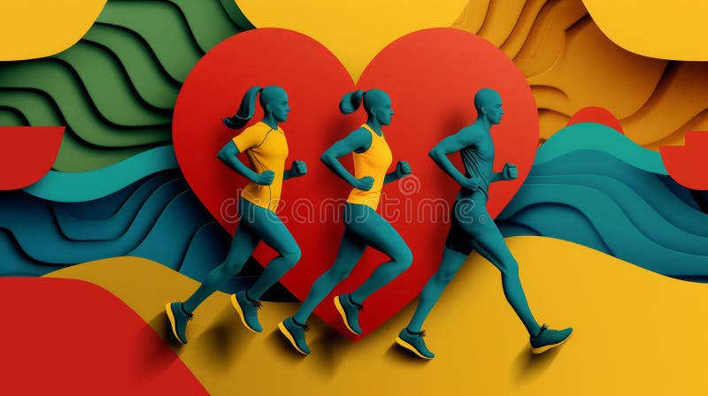Abstract Art with Runners and Swimmers Stock Illustration ...