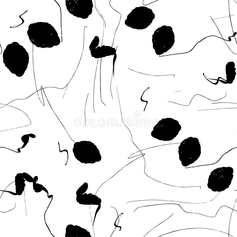 Abstract Art Seamless Pattern, Created by Dry Ink Brush. Textured Black ...