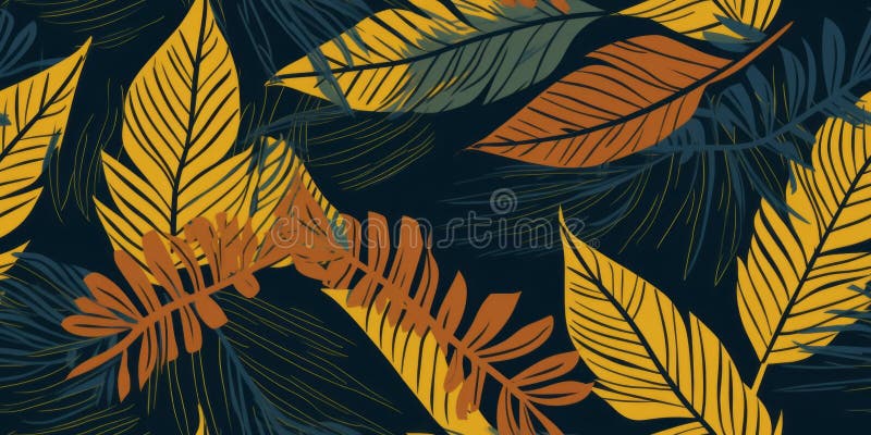 Abstract Art Seamless Pattern with Tropical Leaves. Modern Exotic ...
