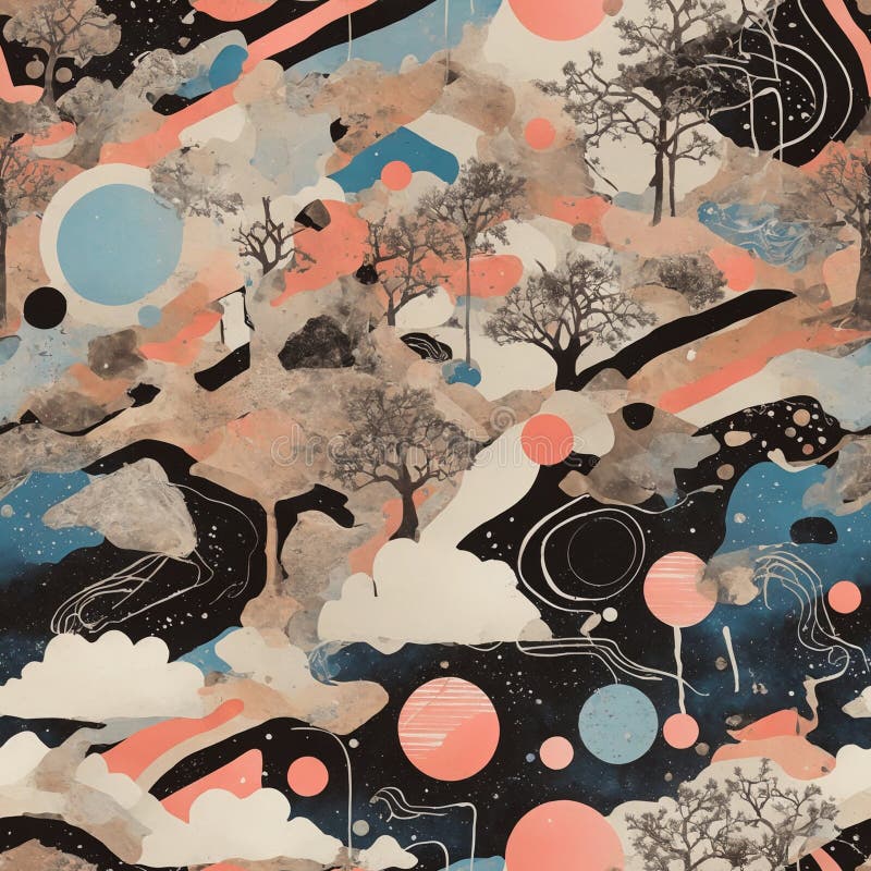 Abstract Art Seamless Pattern Vintage Digital Background Artwork Design ...