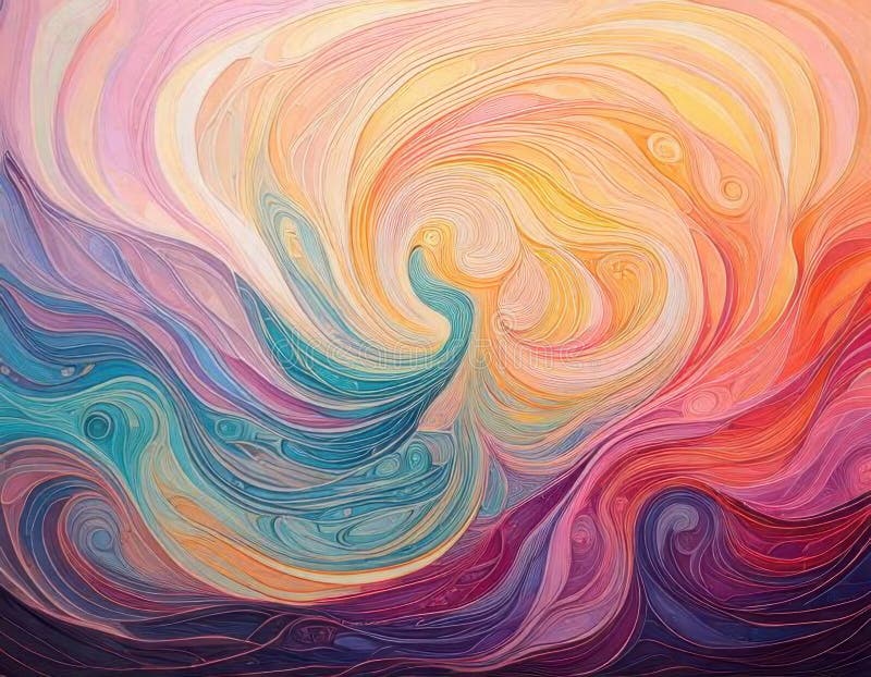 Abstract Art of Serene Swirls and Pastel Patterns Stock Illustration ...