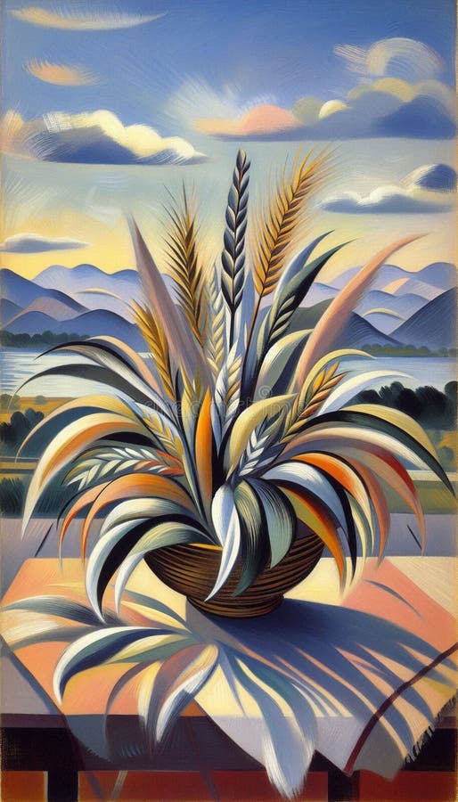 Abstract Shapes and Forms Artistic Poster on a Green Background ...