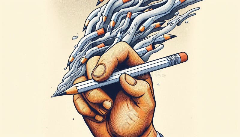 Abstract Surreal Art Illustration of Creative Writing and Design ...