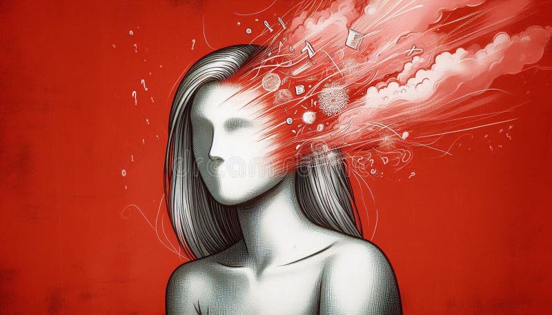 Abstract Surreal Art Illustration of Overthinking during Creative ...