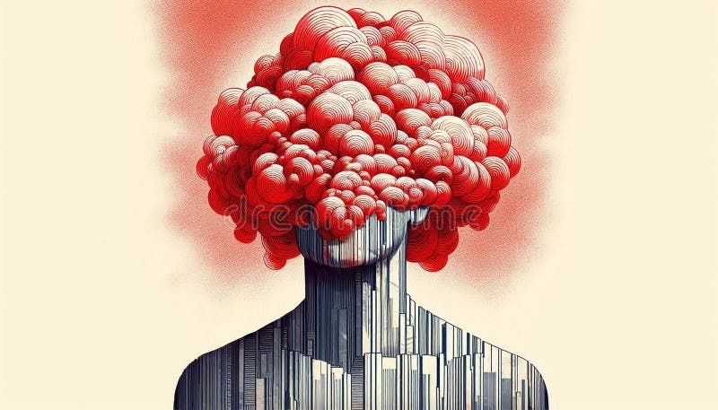Abstract Surreal Art Illustration of Overthinking during Creative ...