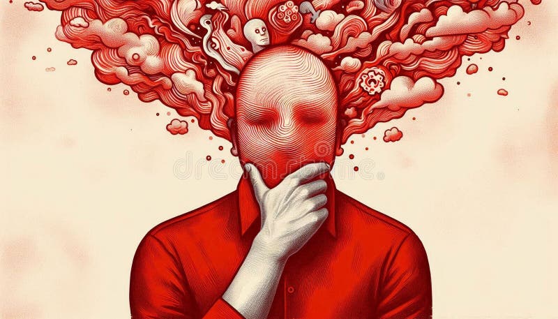 Abstract Surreal Art Illustration of Overthinking during Creative ...