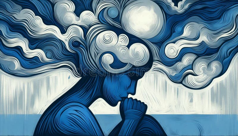 Abstract Surreal Art Illustration of Overthinking during Creative ...